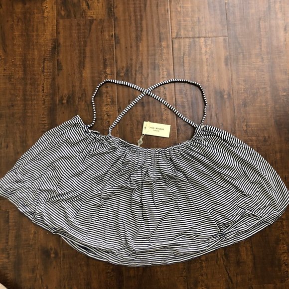 Max Studio | Tops | Max Studio London Racerback Striped Spaghetti Tan ...